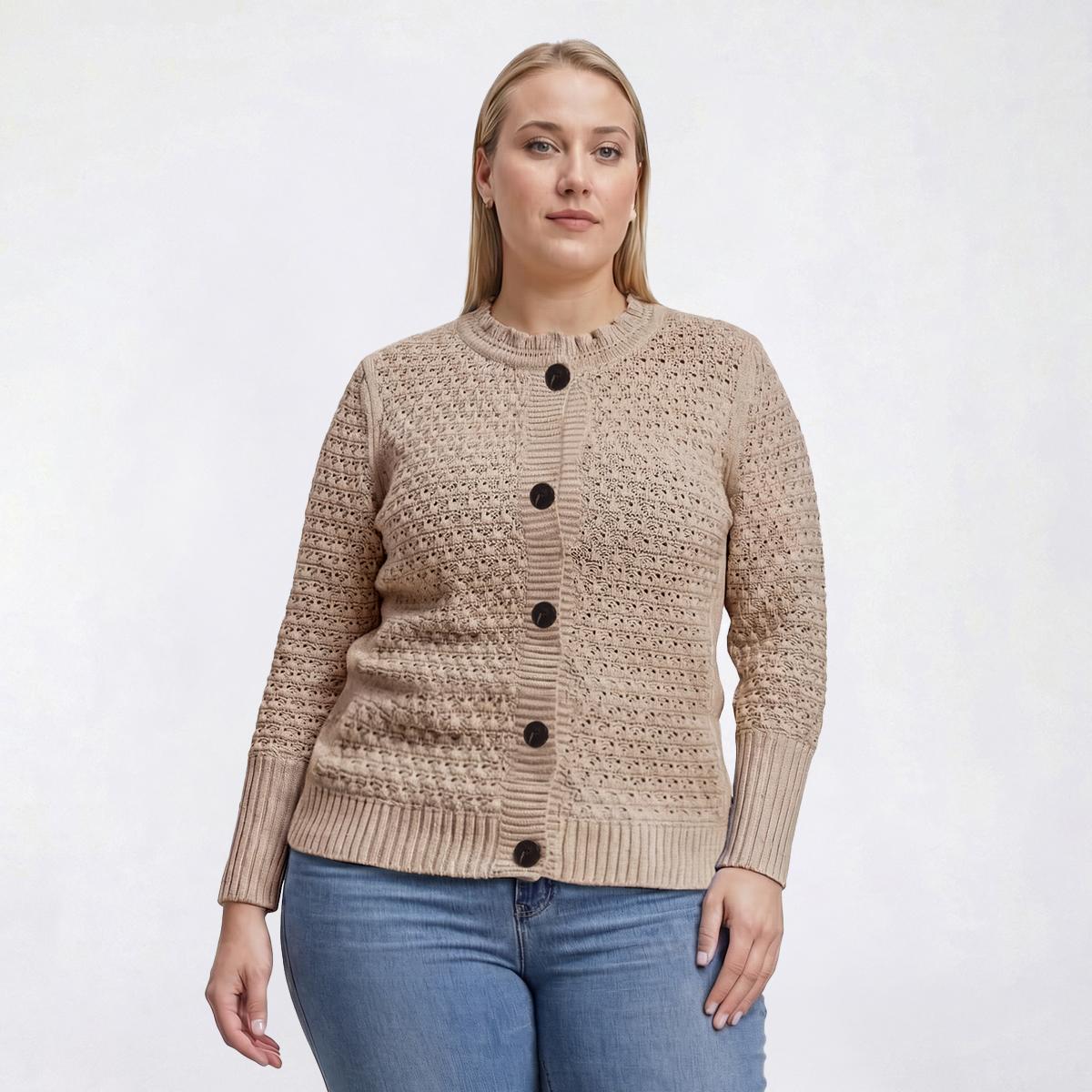 Click here for Plus Size Architect(R) Long Sleeve Ruffle Collar C... prices